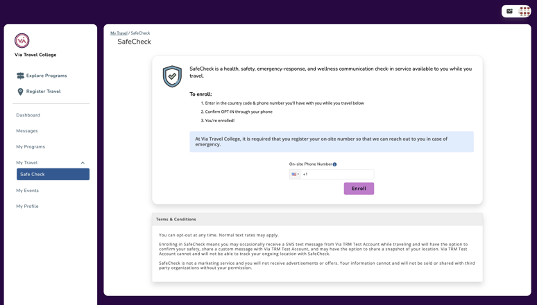 As a Traveler, how do I enroll in SafeCheck?