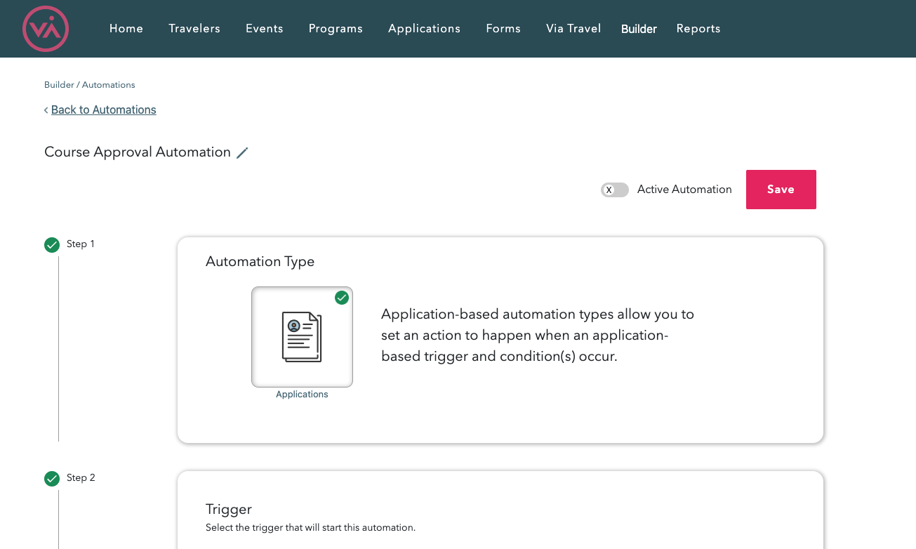 What is the difference between a form and application automation type?